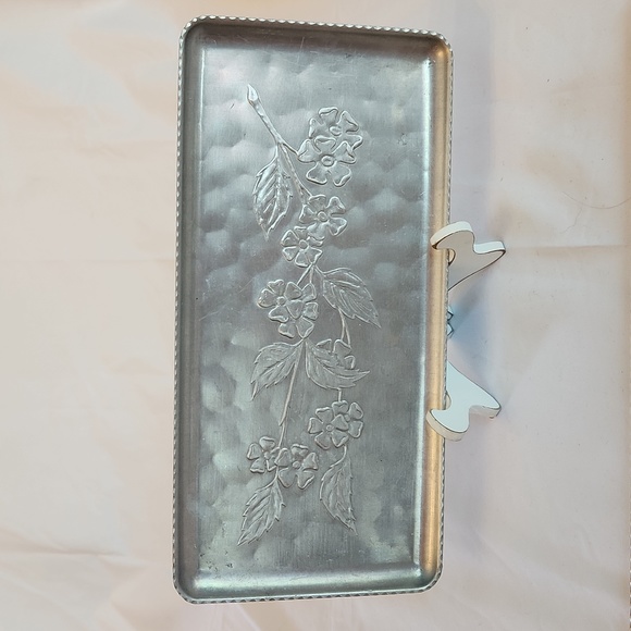 Source Unknown | Dining | Vintage Hammered Aluminum Floral Embossed ...